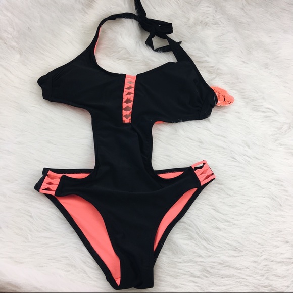 Coral Tropics | Swim | Coral Tropics Black And Neon Monokini One Piece ...